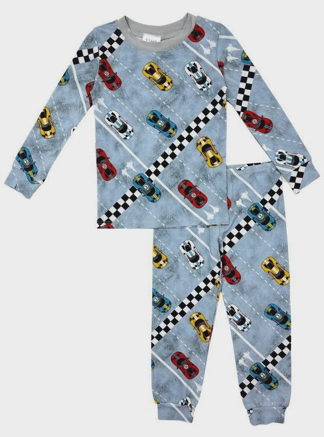 Esme - Race Cars Full Length Long Sleeve Pajamas – Jack + Emmy